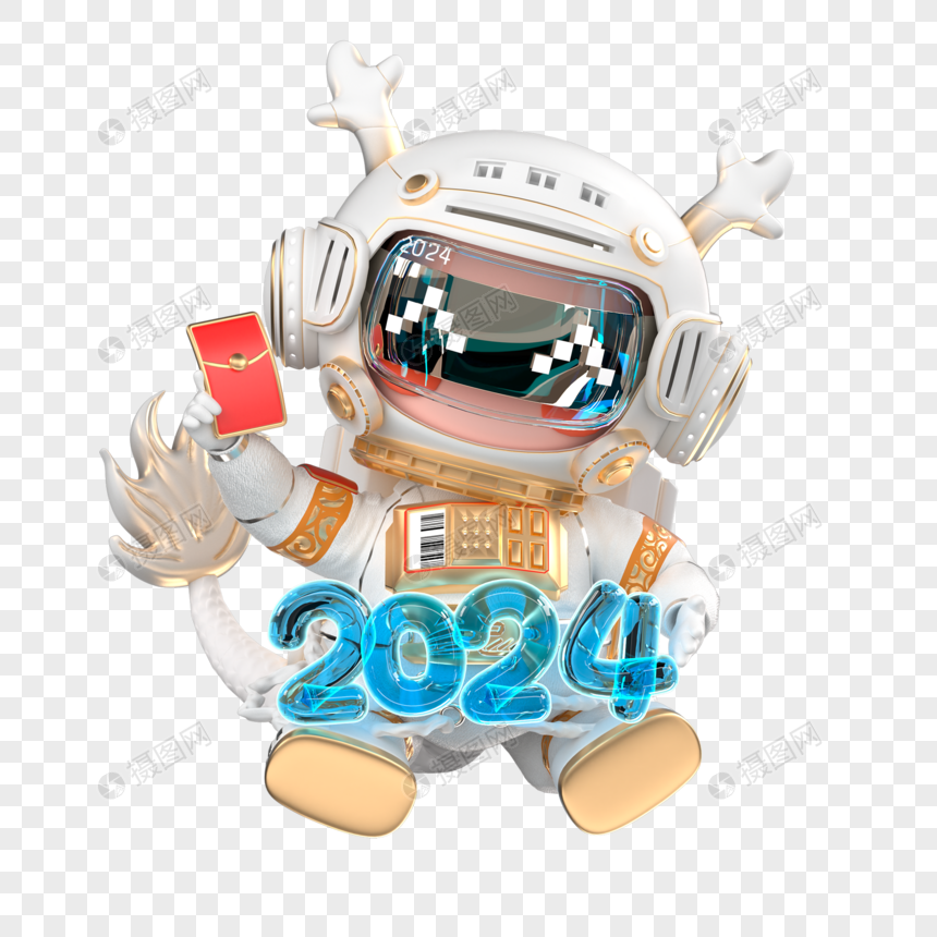 c4d立体科技感宇航员龙娃娃ip形象元素素材下载-正版素材402546048-摄图网