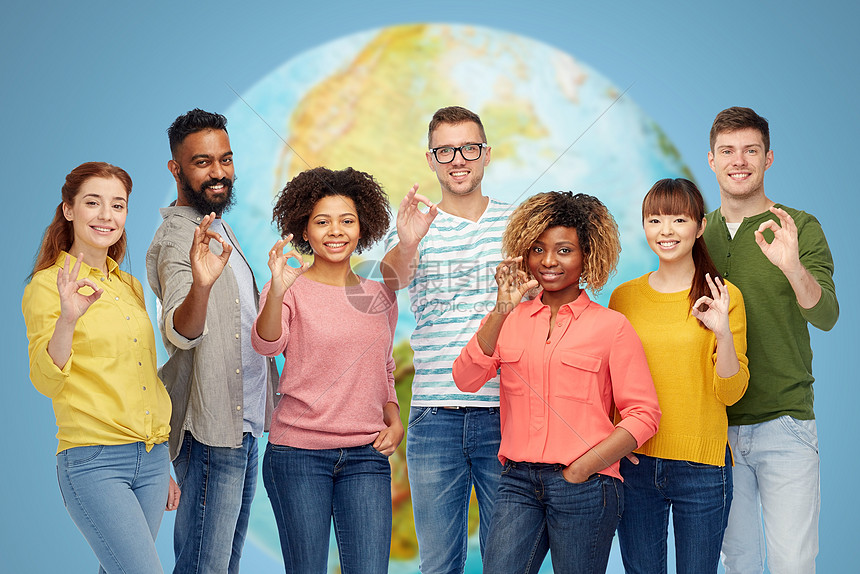 多样,种族,种族人的国际快乐微笑的男人女人好的手签白色高清图片下载-正版图片300405206-摄图网