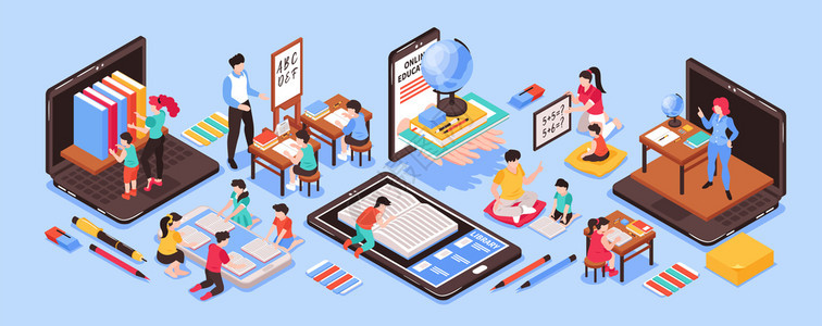 家庭教育等距与家庭教育符号矢量插图插画图片下载-正版图片300891521-摄图网