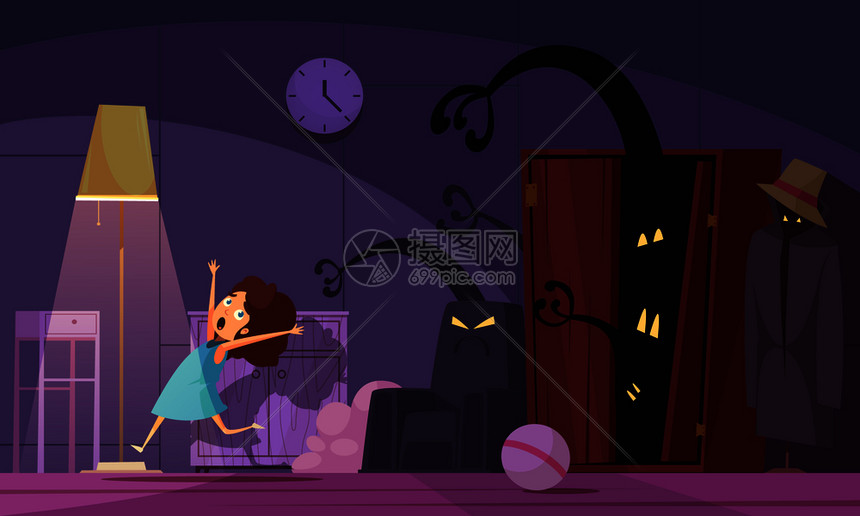 童噩梦背景与怪物黑暗符号矢量插图插画图片下载-正版图片300896549-摄图网