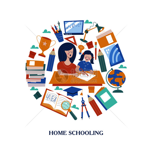 家庭教育的大型家庭残疾儿童家庭家庭教育的标志矢量插图家庭教育的家庭线学的插图插画图片下载-正版图片300901754-摄图网