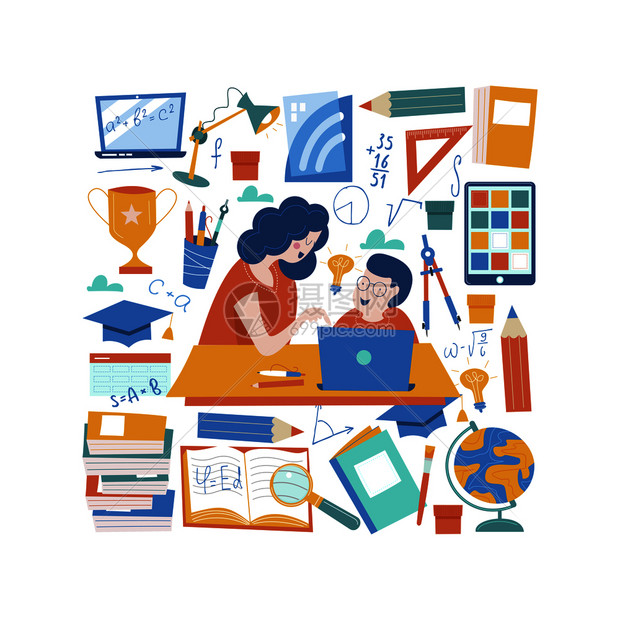 家庭教育的大型家庭残疾儿童家庭家庭教育的标志矢量插图家庭教育的家庭线学的插图插画图片下载-正版图片300901760-摄图网