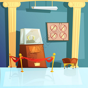 博物馆卡通插图彩色卡通插图描绘博物馆建筑与标题柱矢量插图插画图片下载-正版图片300931996-摄图网