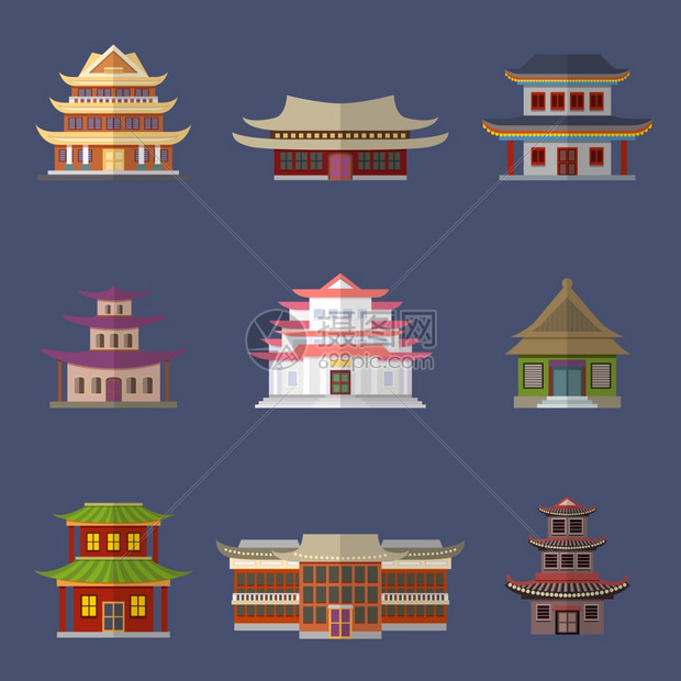 中国古代寺庙东方建筑图标矢量插图插画图片下载-正版图片300952793-摄图网