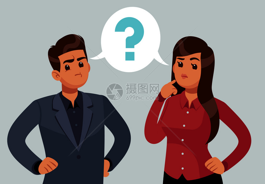 困惑的情侣 插画图片下载-正版图片302072864-摄图网
