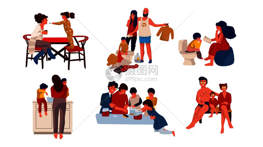 卡通家庭儿童父母矢量插画插画图片下载-正版图片302148757-摄图网
