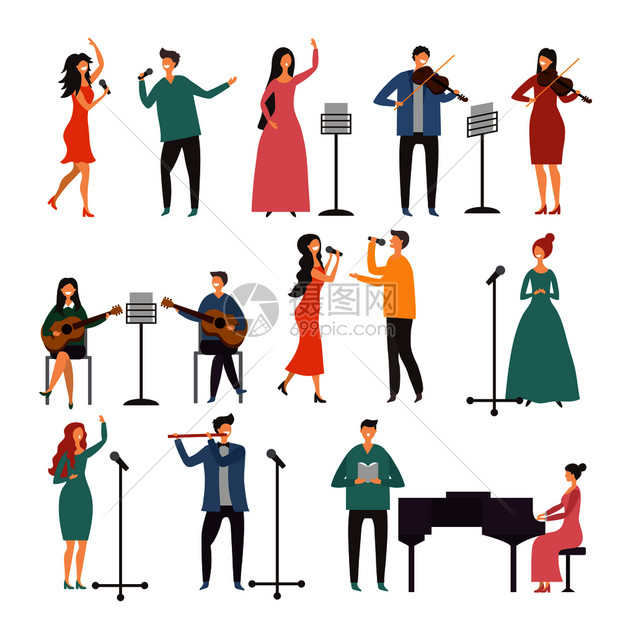 音乐家和歌手表演插画图片下载-正版图片302195654-摄图网