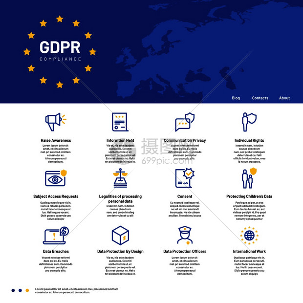 gdpr概念一般数据保护条例安全的个人通信矢量背景数字管理技术说明gdpr概念一般数据保护条例插画图片下载-正版图片302269906-摄图网