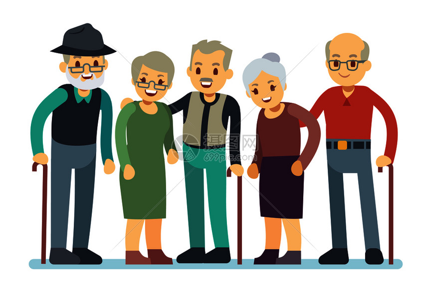 老年人卡通矢量图插画图片下载-正版图片302692357-摄图网