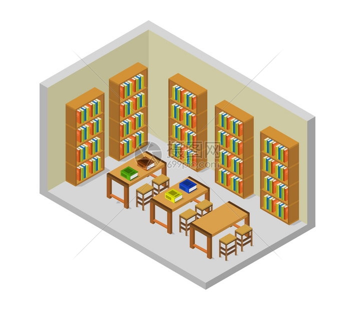 卡通图书馆插画图片下载-正版图片303054314-摄图网
