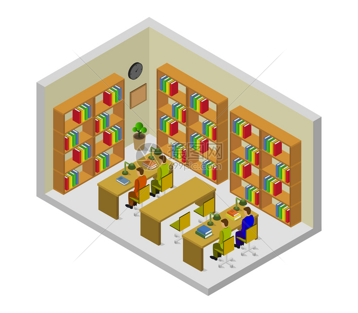 卡通图书馆插图插画图片下载-正版图片303054367-摄图网