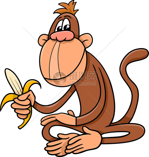 吃香蕉的猴子插画图片下载-正版图片303297027-摄图网