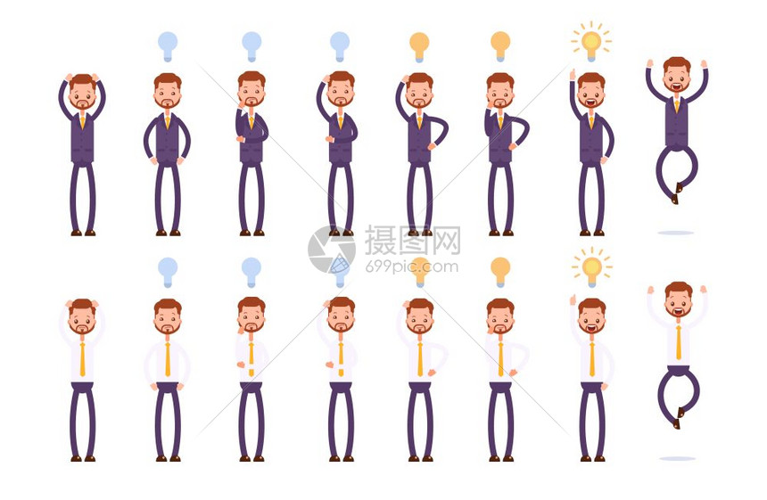 不同的搜索选项和寻找想法商人卡通字符集插画图片下载-正版图片303364436-摄图网