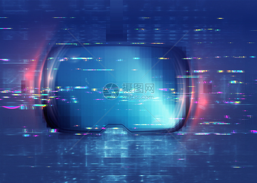 3dvr眼镜带有grunelitch纹理抽象的技术背景高清图片下载-正版图片303502203-摄图网