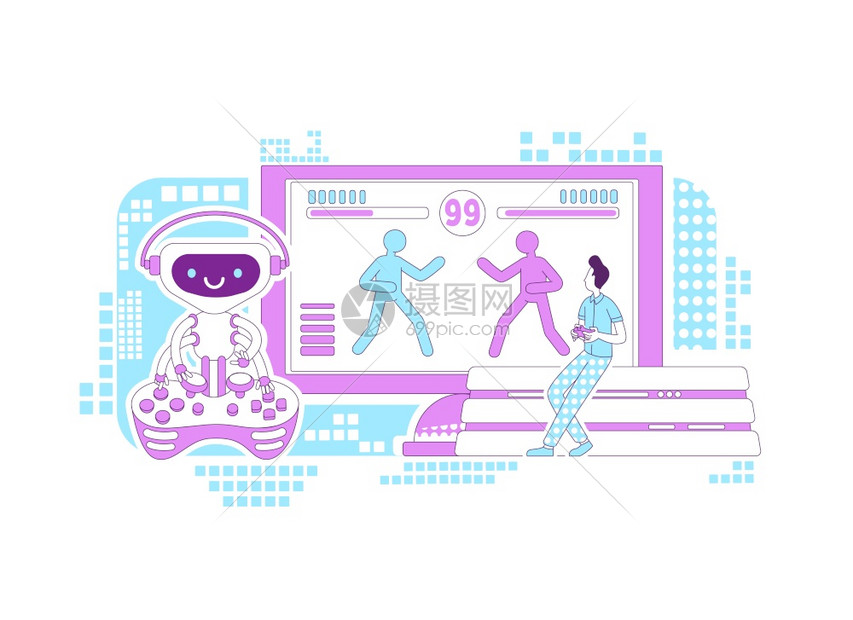 网络计算机游戏器多玩家选项卡通字符插画图片下载-正版图片303695443-摄图网