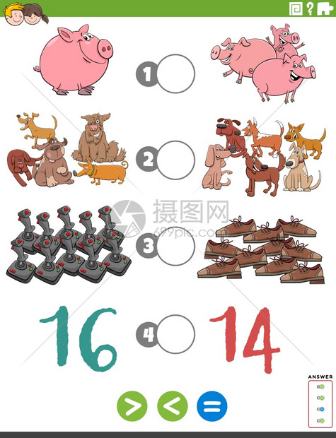 数学比大小游戏卡通插图插画图片下载-正版图片303767798-摄图网