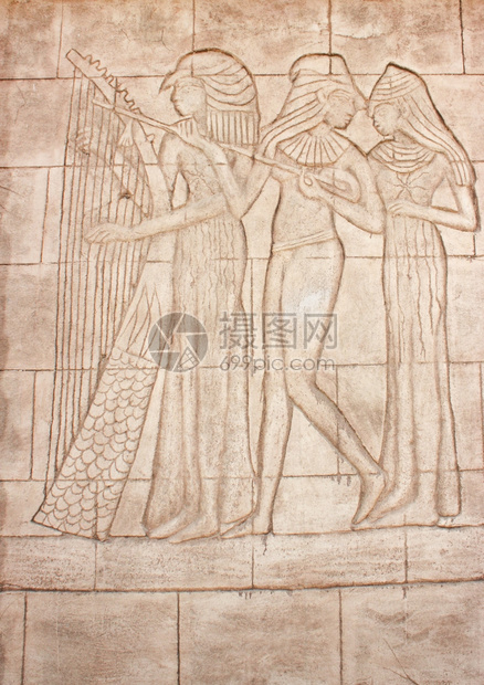 旧壁画埃及女神的粉碎墙壁雕刻高清图片下载-正版图片304039210-摄图网