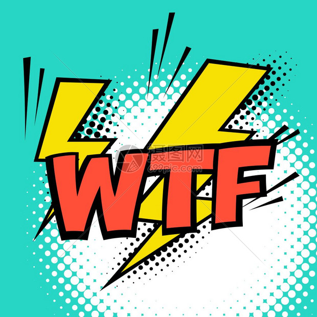 WTF带闪电动漫字母半色背景的多彩语音泡沫插画图片下载-正版图片304294716-摄图网