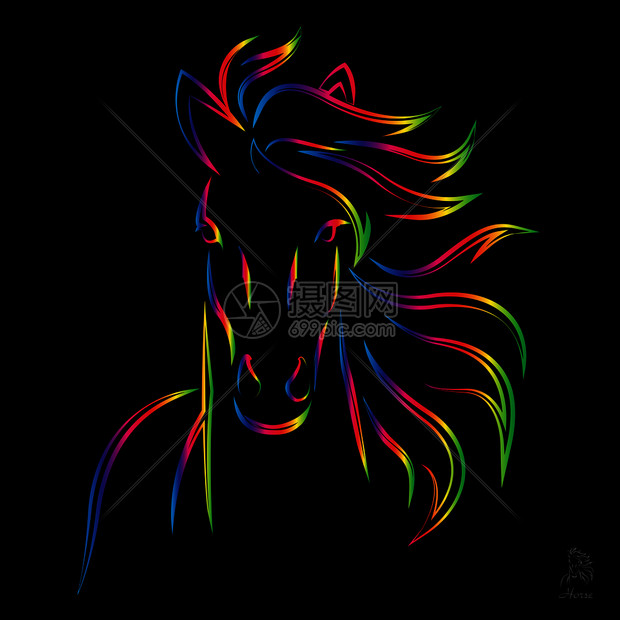 黑背景马的矢量图像插画图片下载-正版图片304683010-摄图网