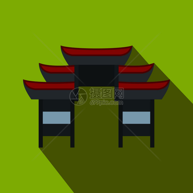 绿色背景的庙宇图标平板风格庙宇图标插画图片下载-正版图片304995901-摄图网