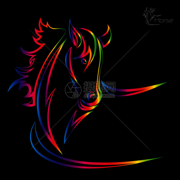 黑背景马的矢量图像插画图片下载-正版图片305004690-摄图网