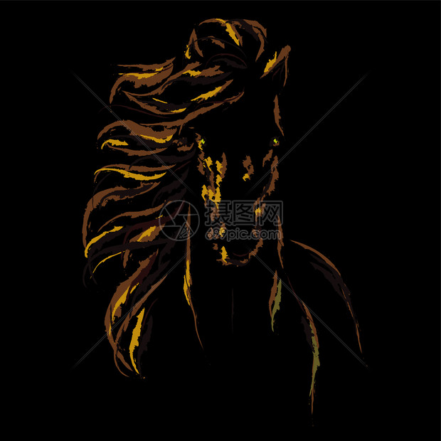 黑背景马的矢量图像插画图片下载-正版图片305004692-摄图网