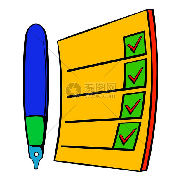 卡通风格钢笔和列表矢量插图插画图片下载-正版图片305068204-摄图网