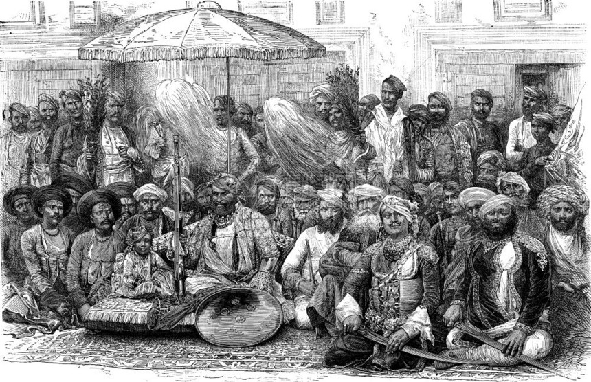 MaharajRanaDholepore的Darbar重写插图世界之旅行日报1872年高清图片下载-正版图片305193861-摄图网