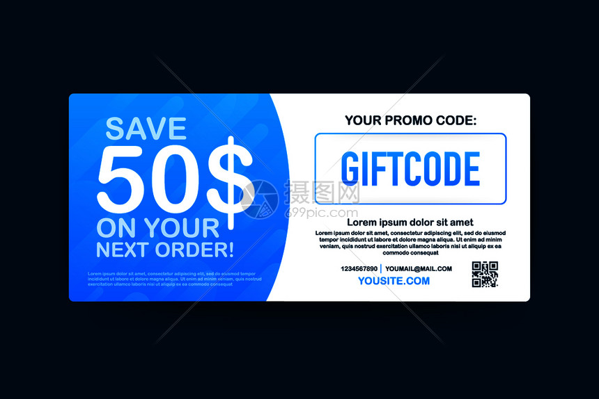 Promocode配有优惠券coupon代码的矢量礼品券电子商务的预付eGift卡背景在线购物营销矢量库存说明插画图片下载-正版图片 ...
