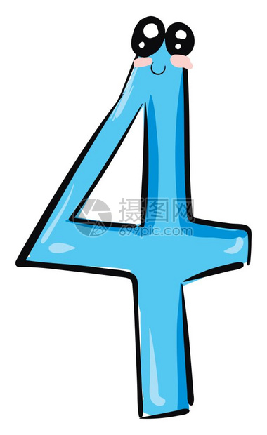 笑的蓝色卡通第4号插画图片下载-正版图片305382207-摄图网