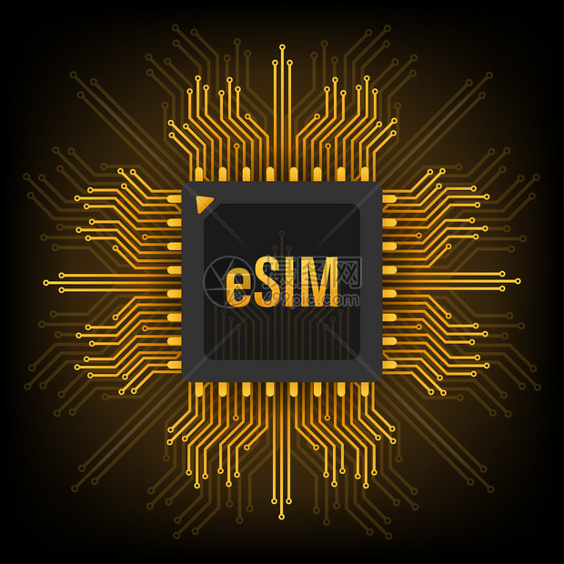 eSIM嵌入式SIM卡图标符号概念新的芯片移动电话通信技术矢量储说明高清图片下载-正版图片305954602-摄图网