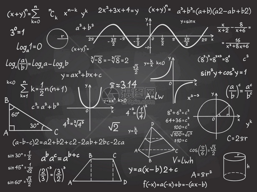 黑板上的数学公式 插画图片下载-正版图片306448618-摄图网