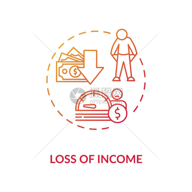收入红色梯度损失概念图标预算减少财政下降金融危机经济失业概念细线插图矢量孤立大纲RGB色图收入红梯度概念丧失图标插画图片下载-正版图片 ...