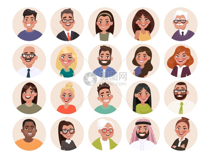 一群不同种族和年龄的幸福快乐人插画图片下载-正版图片306483050-摄图网