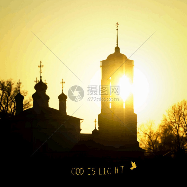 上帝是光明的宗教短暂动机引言克莉丝汀教堂是金光的矢量插图插画图片下载-正版图片306767264-摄图网