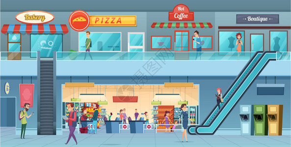 在超市采购的人们卡通矢量插画插画图片下载-正版图片306551231-摄图网