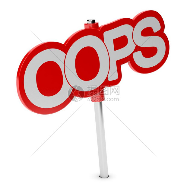 欹惊喜OOPS白色背景上的OOPS标记3D适合用于插入或突出嘴OOPS标记使成为图片素材-正版创意图片307534283-摄图网
