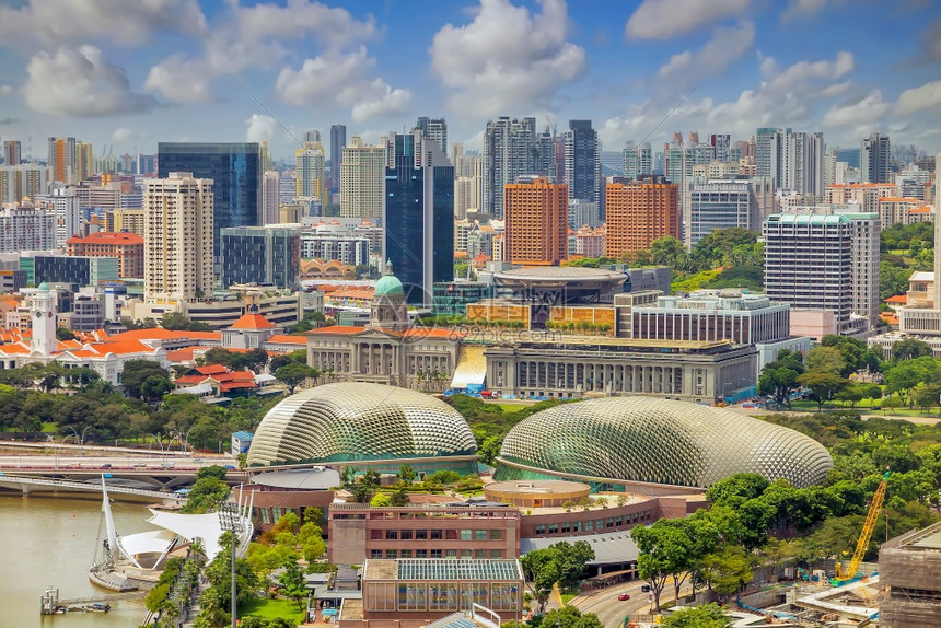 码头新加坡市中心城天际线商业区的城市景观在暮光之城建造摩天大楼高清图片下载-正版图片307616682-摄图网