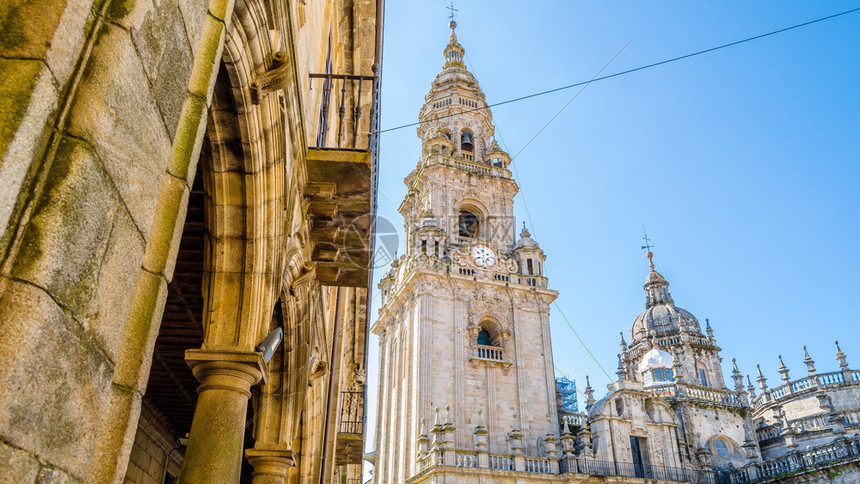 宗教建筑圣地亚哥德康波斯特拉大教堂西班牙朝圣场所镇旅游高清图片下载-正版图片307633717-摄图网