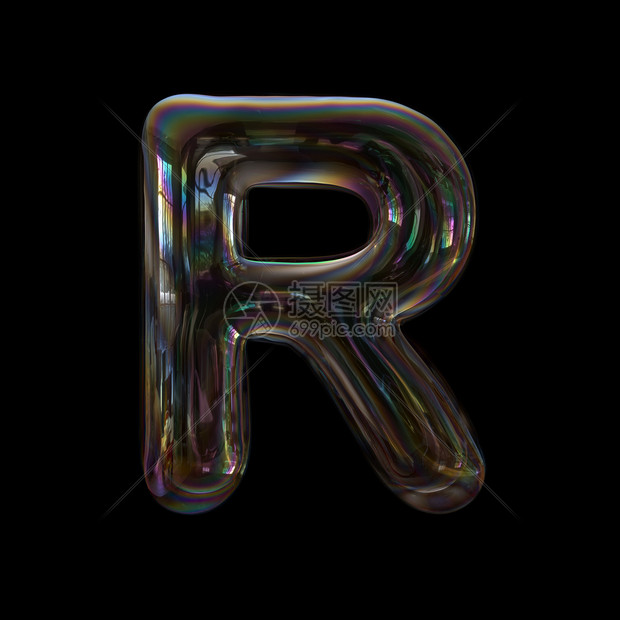 象征信有创造力的泡字母R资本3d透明字体以黑色背景隔离此字母表最适合与水童年脆弱有关但不仅限于水有关的创意插图图片素材-正版创意图片 ...