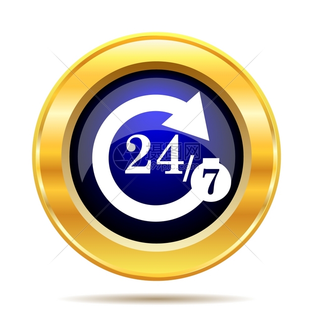 钟白色背景上的247图标Internet按钮技术金的图片素材-正版创意图片307689335-摄图网