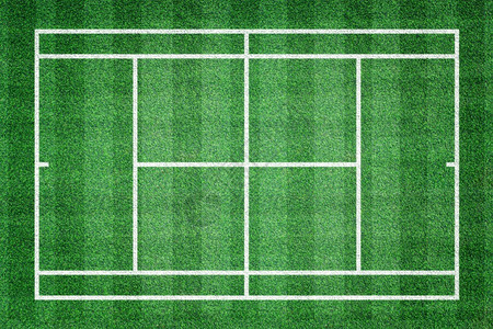 带有白线标记和复制空间的草地上网球的高角度视图线代表网球场边界线高清图片下载-正版图片502902499-摄图网