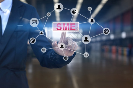 商人手压按钮SME图标中小企业务概念技术男人现代的图片素材-正版创意图片307738789-摄图网