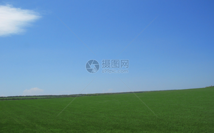 绿地蓝天空和白云地面场蓝色的高清图片下载-正版图片308013122-摄图网