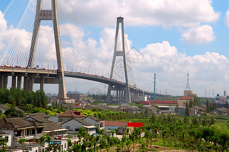 Xupu桥 上海天空通道远景两极风景天际城市地标电缆顶峰高清图片下载-正版图片320309887-摄图网