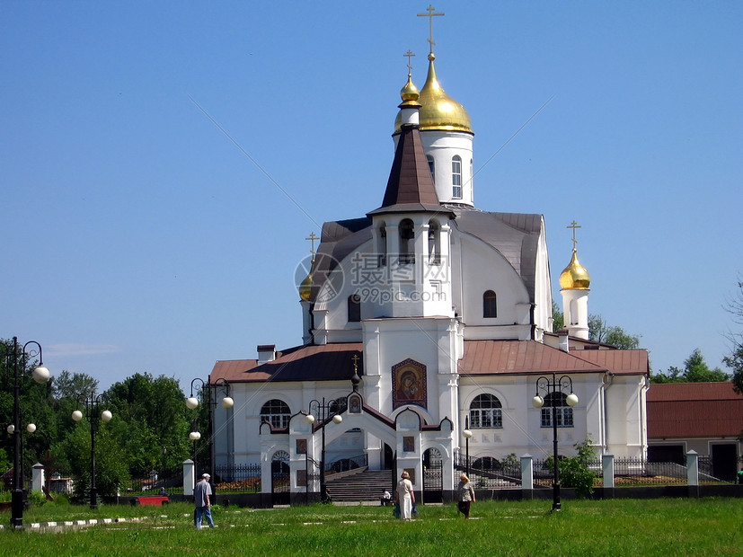 东正教白色蓝色晴天天空建筑宗教草地历史建筑学圆顶高清图片下载-正版图片320323683-摄图网