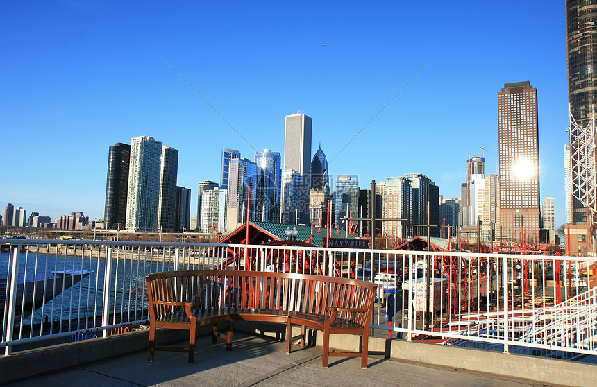 芝加哥高楼大楼的高层建筑反射海军明信片吸引力码头场景旅行地标摩天大楼天际高清图片下载-正版图片320366098-摄图网