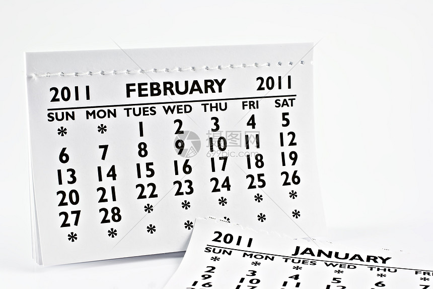 2011 年 2 月日历摄影时间宏观高清图片下载-正版图片320548452-摄图网