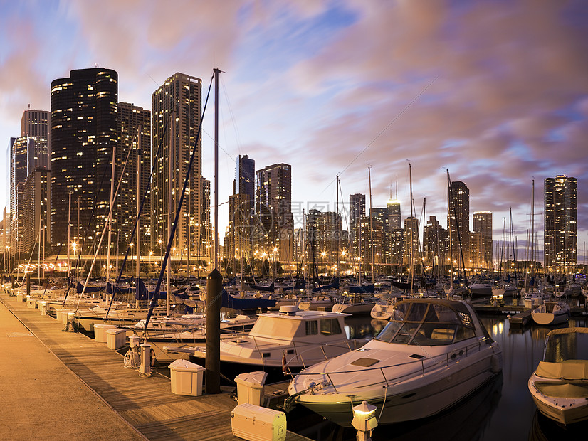 芝加哥市中心从码头看到高清图片下载-正版图片320630187-摄图网