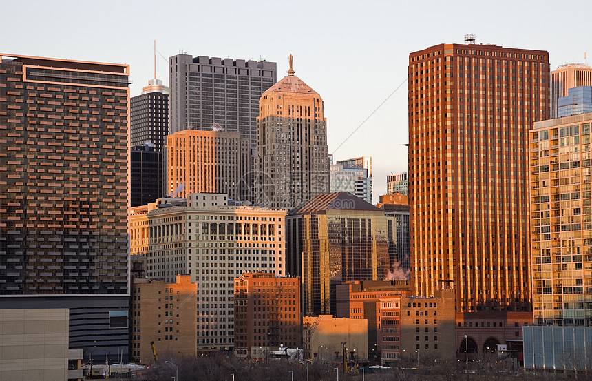 芝加哥市南区日落建筑生意天际摩天大楼高清图片下载-正版图片320639305-摄图网